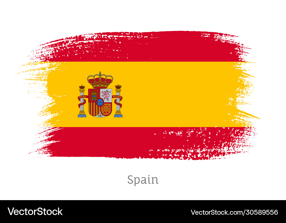 Spain official flag in shape brush stroke Vector Image