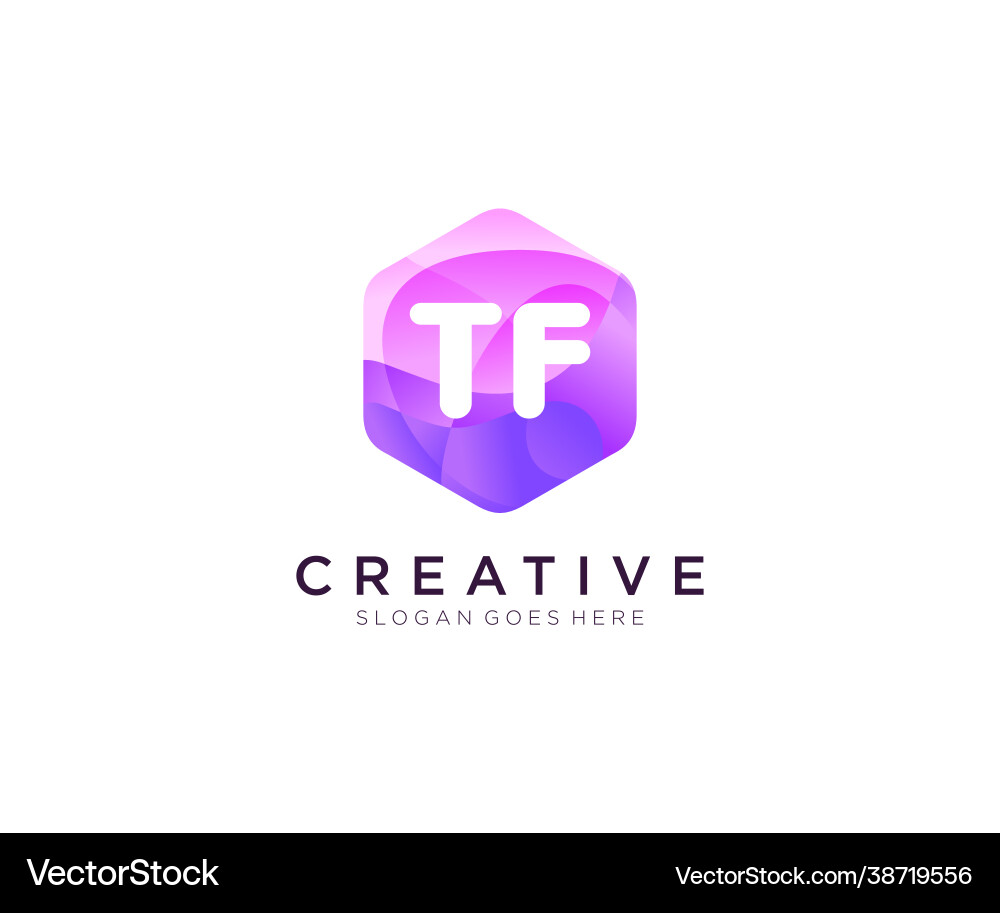 Tf initial logo with colorful hexagon modern Vector Image