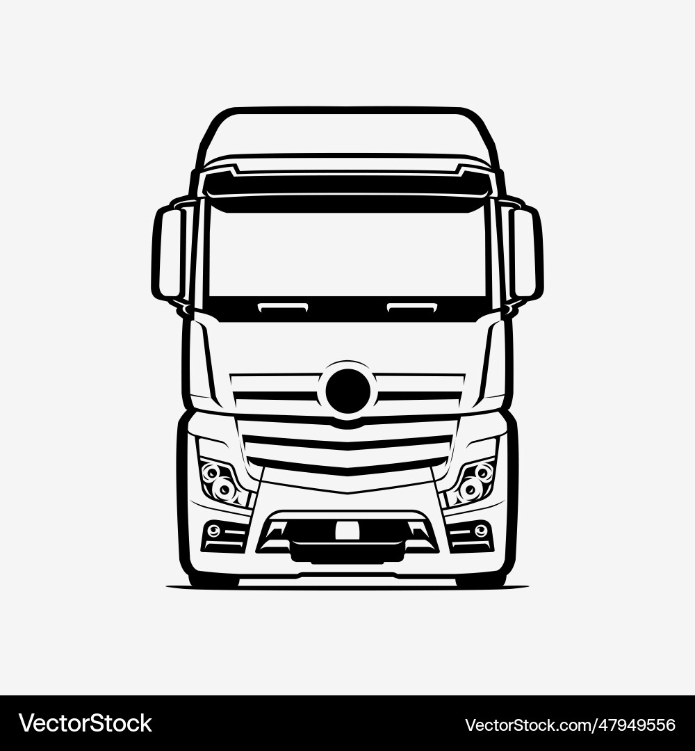 Truck front view silhouette monochrome Royalty Free Vector