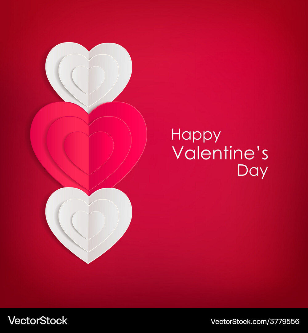 Valentines day background with paper hearts Vector Image