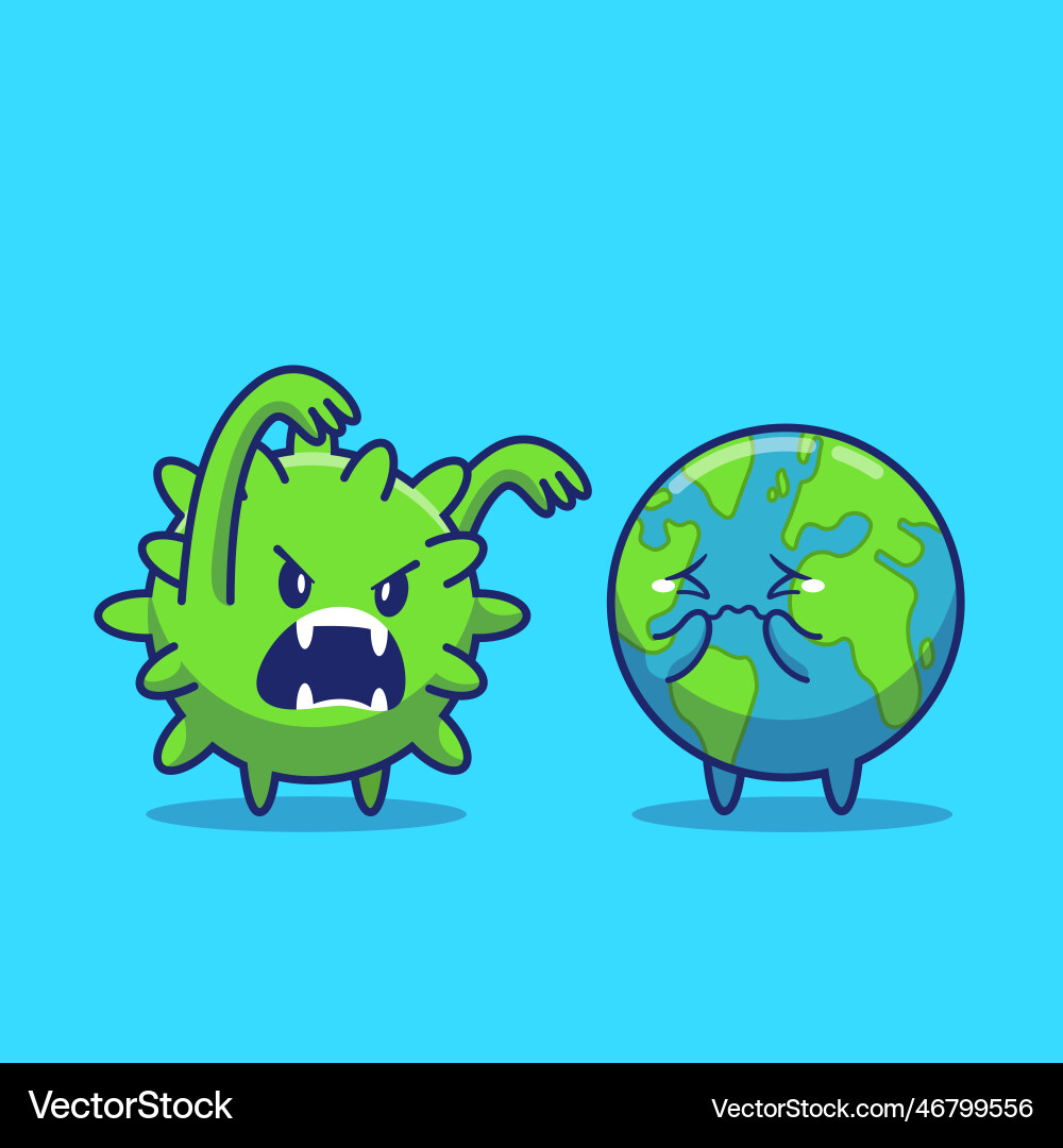 World scare with virus cartoon Royalty Free Vector Image