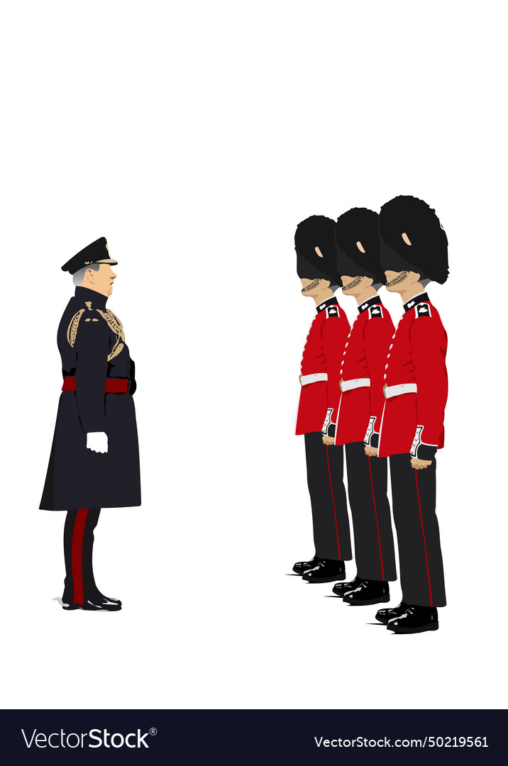 3d Image Of Royal Guards And Their Commander Hand Vector Image