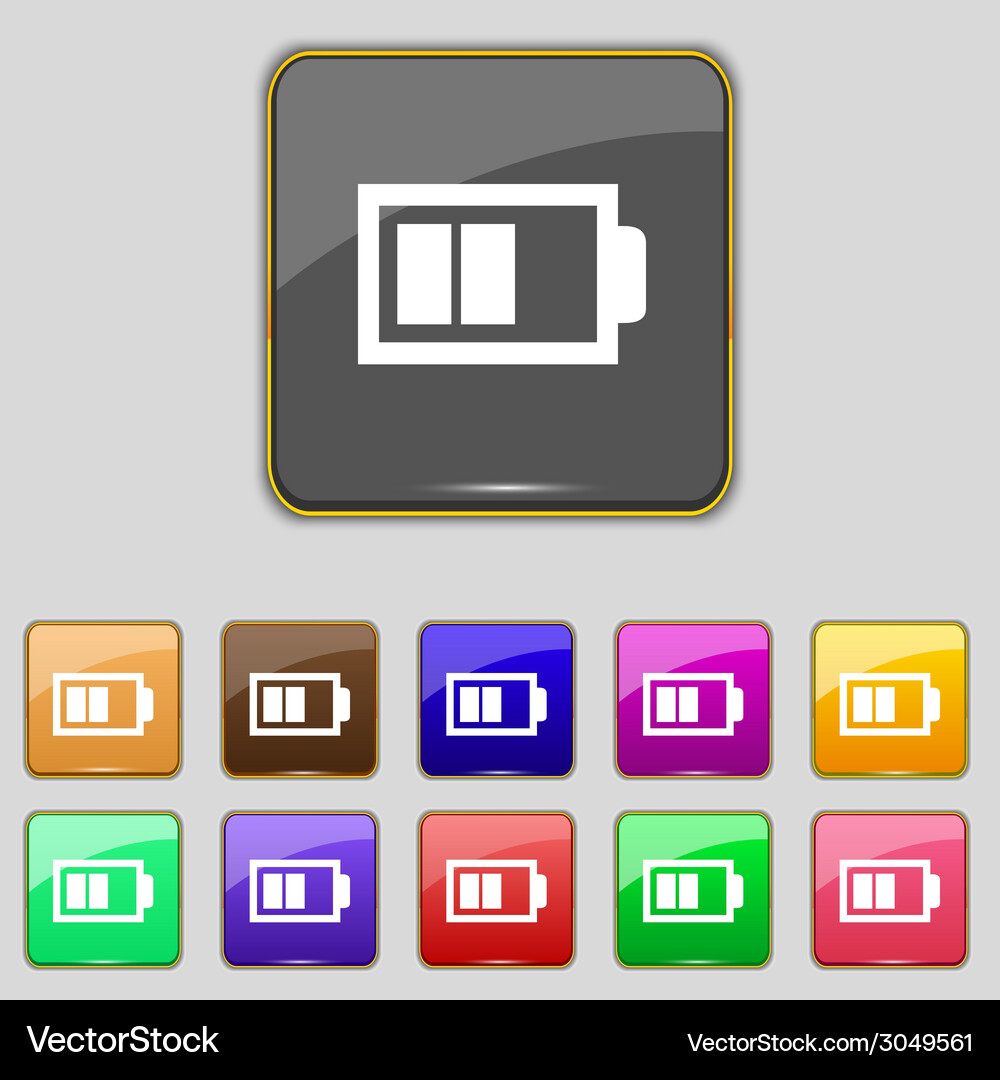 Battery half level sign icon low electricity Vector Image