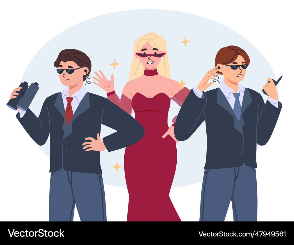 Bodyguards with woman concept Royalty Free Vector Image