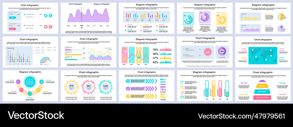 Bundle business and finance infographics Vector Image