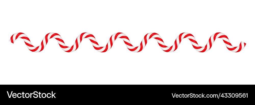 Christmas candy cane wave line with red and white Vector Image