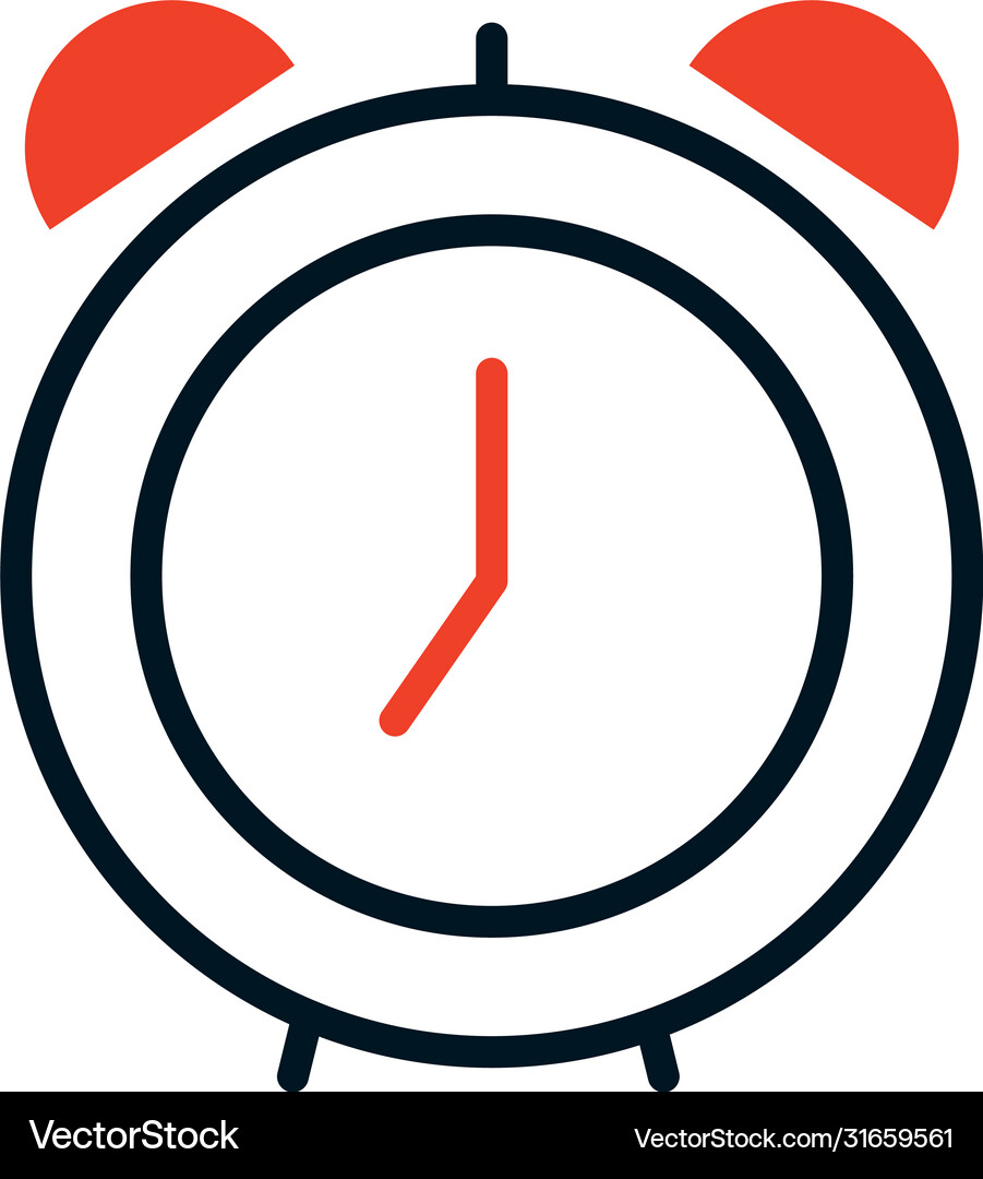 Classic alarm clock icon half line half color Vector Image