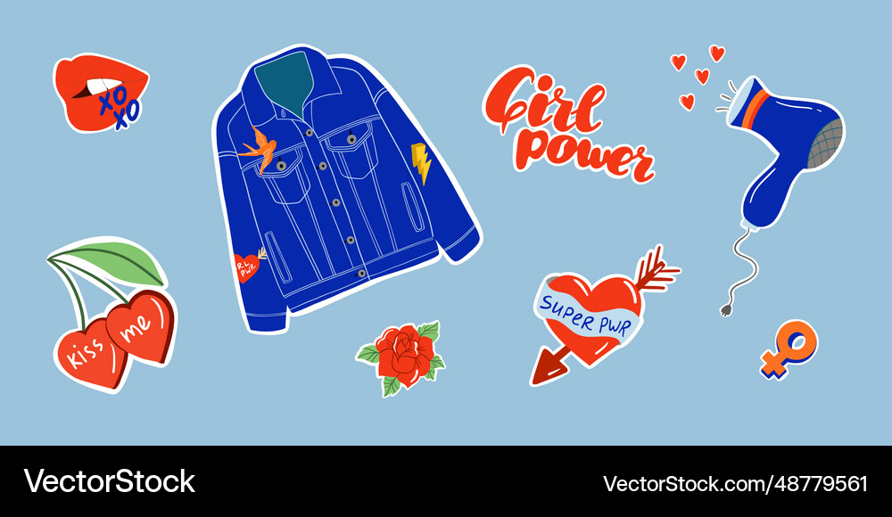 Collection of retro stickers Royalty Free Vector Image