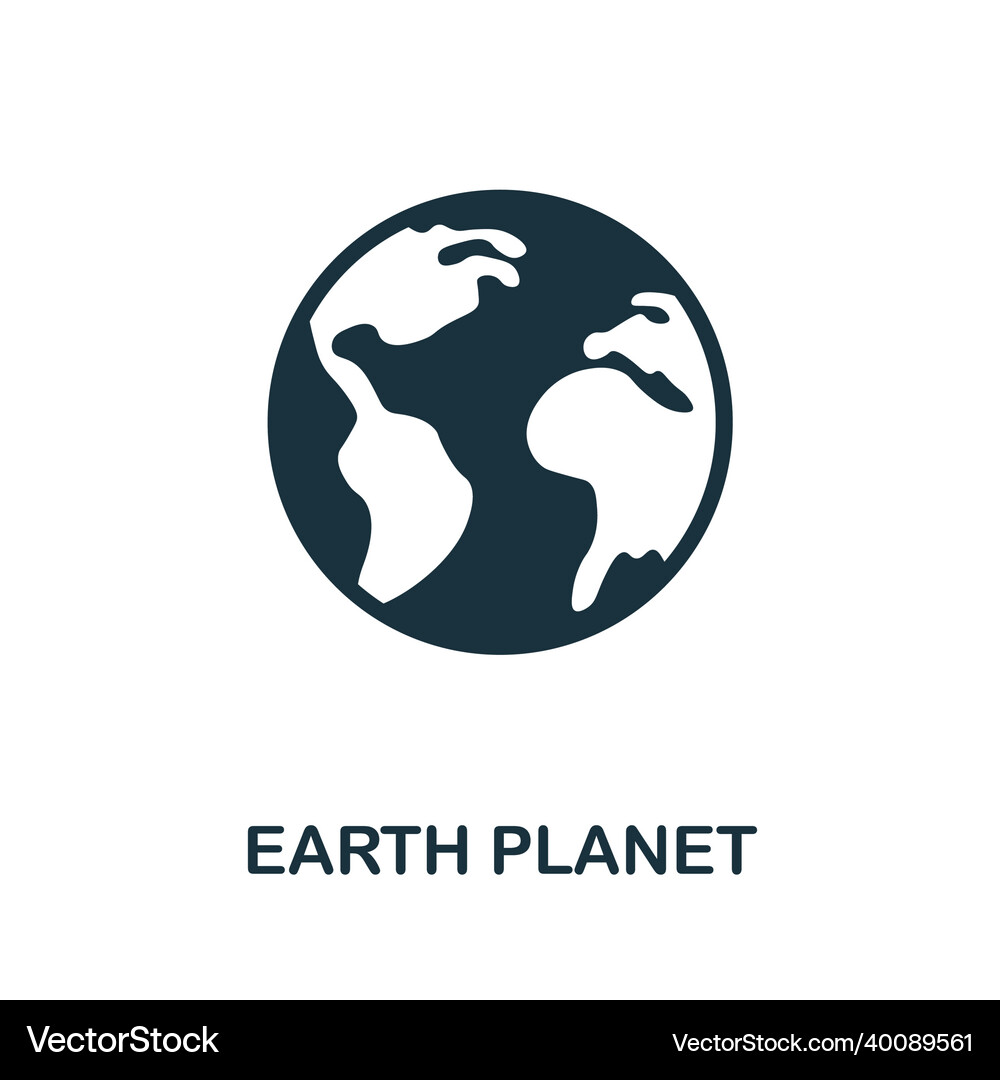 Earth planet icon monochrome sign from space Vector Image