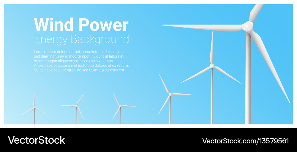 Energy concept background with wind turbine 5 Vector Image