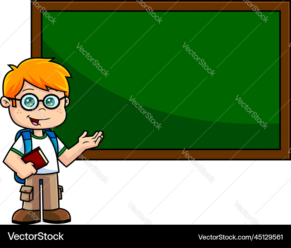 Happy school boy cartoon character Royalty Free Vector Image