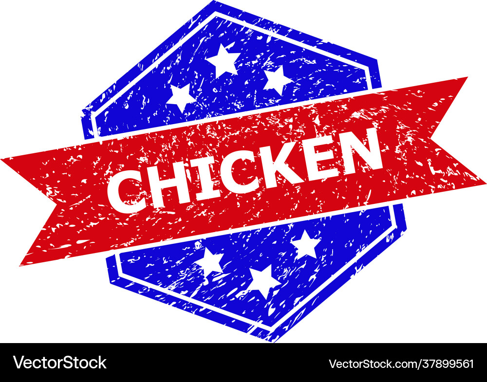 Hexagon bicolor chicken rubber stamp with corroded