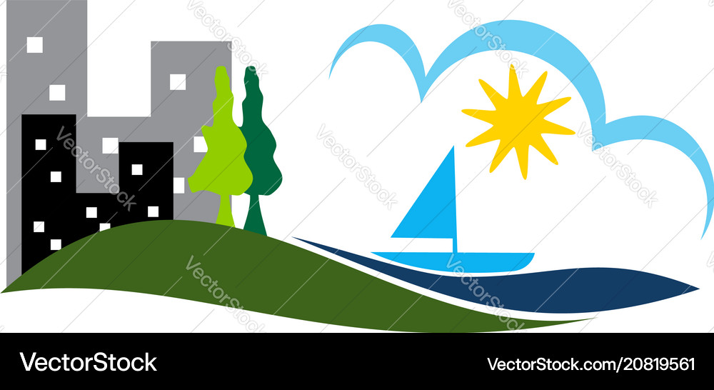 Landscape logo design template Royalty Free Vector Image