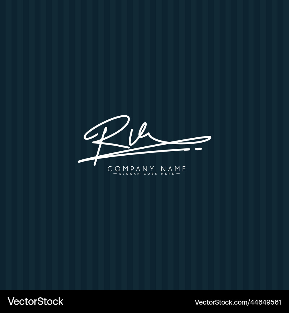 Rv signature logo - handwritten template Vector Image
