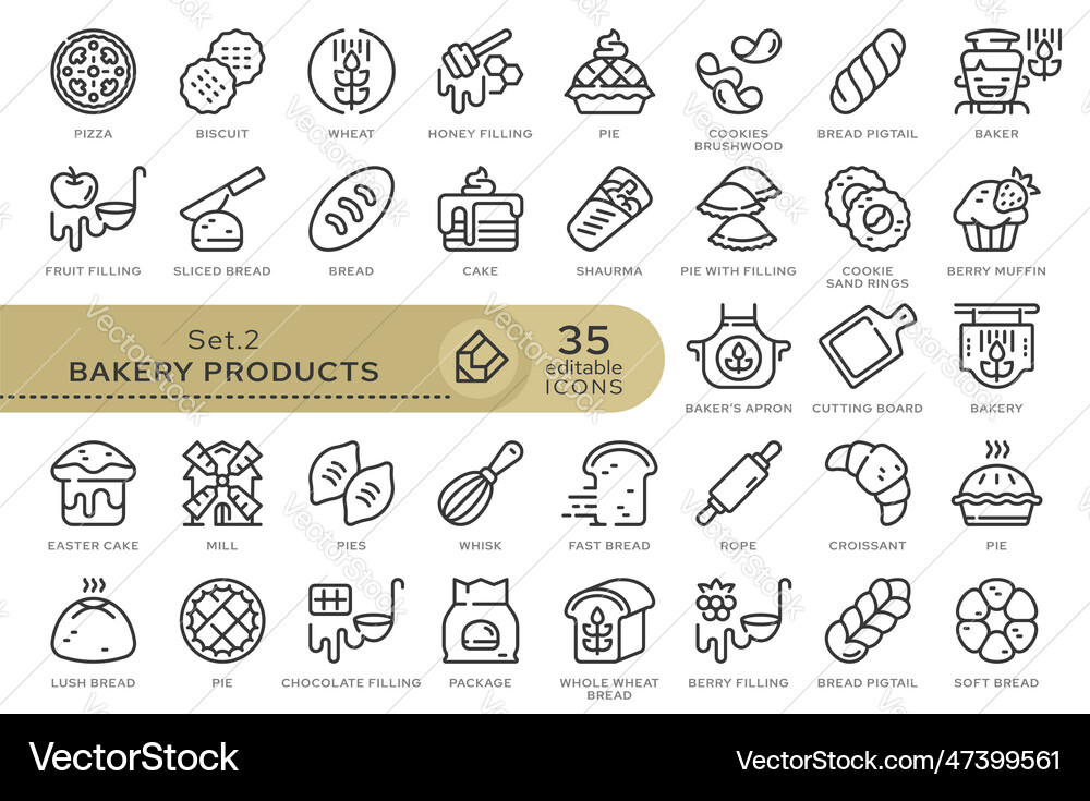 Set icons bakery products 02 Royalty Free Vector Image