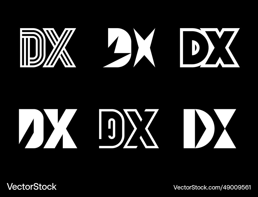 Set of letter dx logos Royalty Free Vector Image