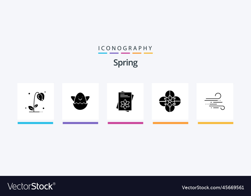 Spring glyph 5 icon pack including wind blow file Vector Image