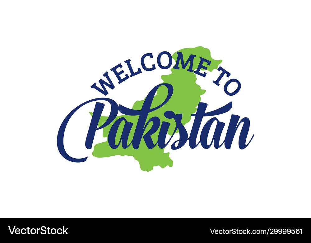 Welcome to pakistan word text creative font Vector Image