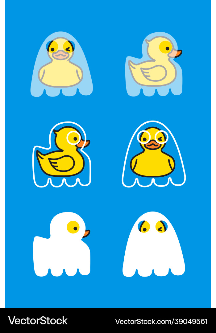 Yellow ducks ghost halloween cute spooky character
