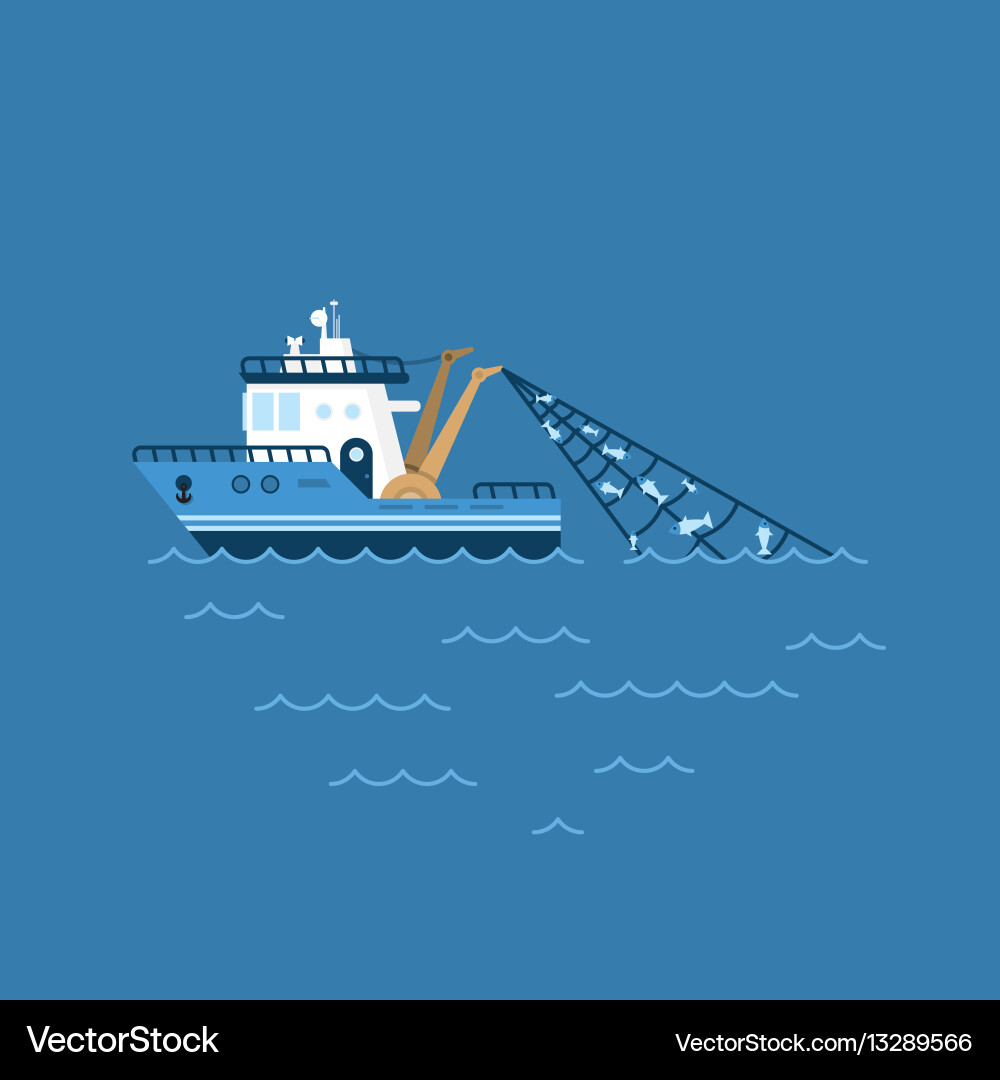A fishing boat Royalty Free Vector Image - VectorStock