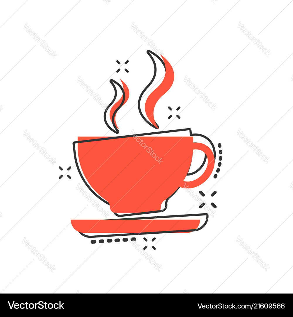 Cartoon coffee cup icon in comic style tea mug Vector Image
