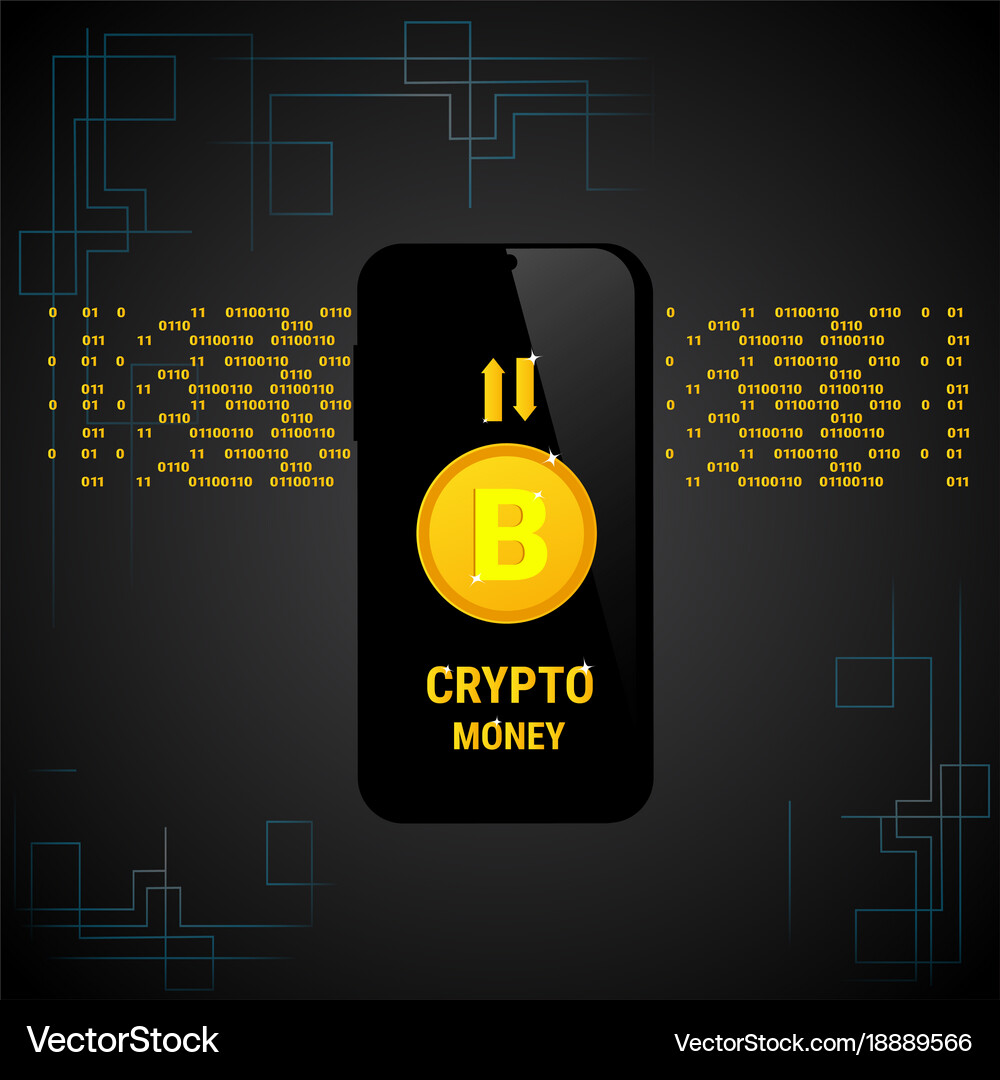 Crypto currency bitcoin banner smart phone digital