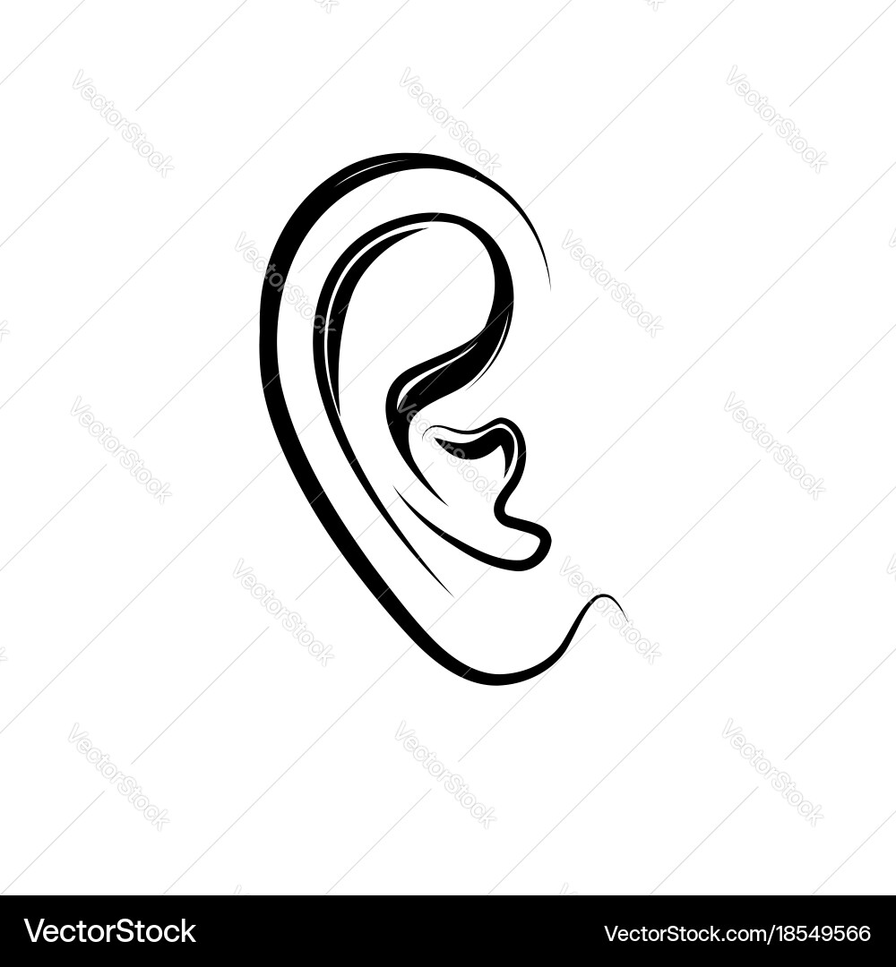 Ear engraving icon human ear isolated over white Vector Image