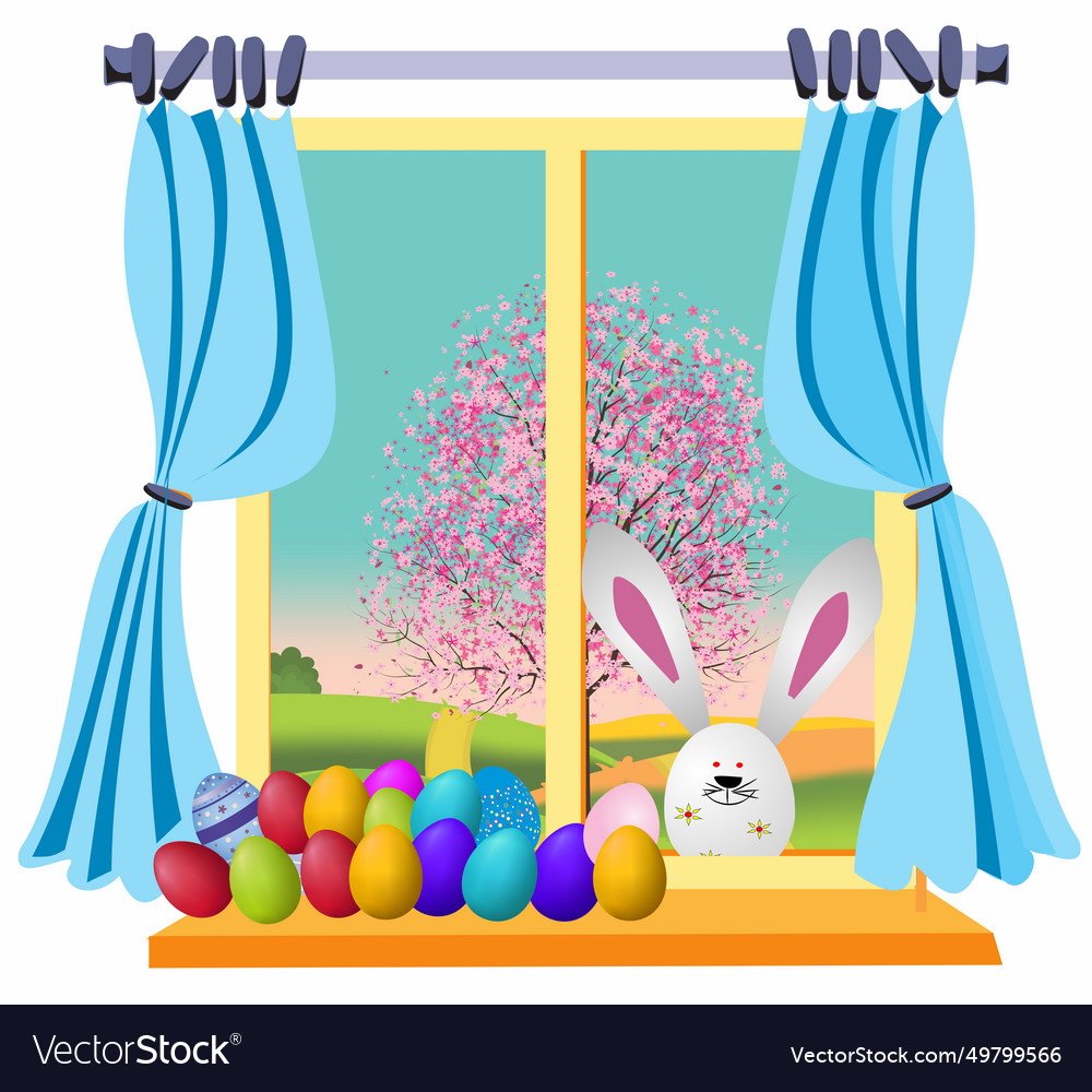 Easter window Royalty Free Vector Image - VectorStock