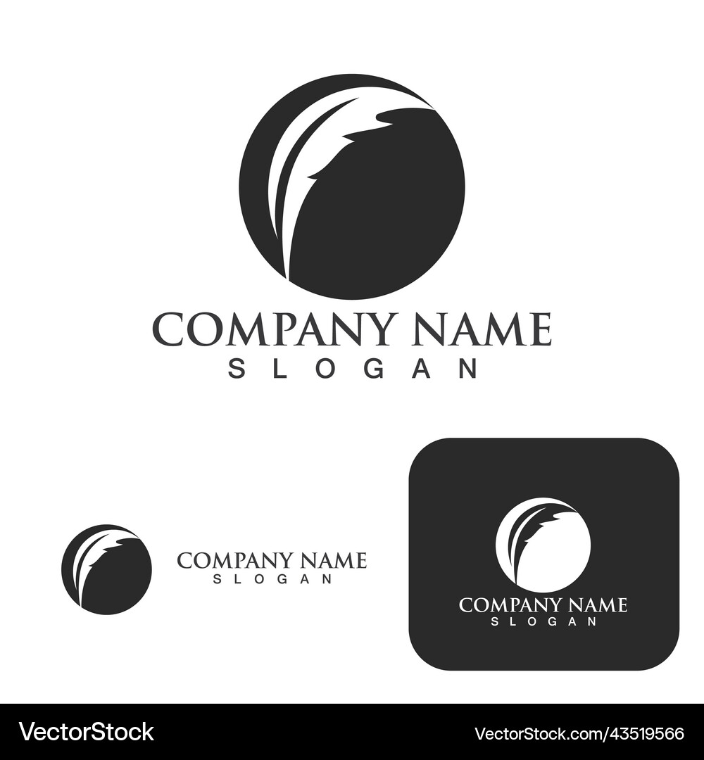 Feather pen write sign logo template app icons Vector Image