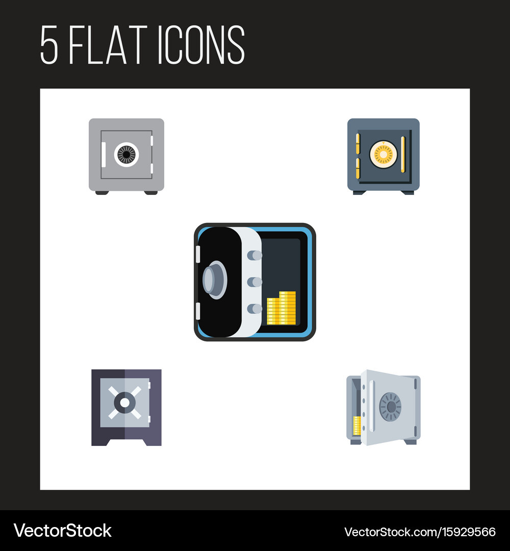 Flat icon safe set of saving banking locked Vector Image
