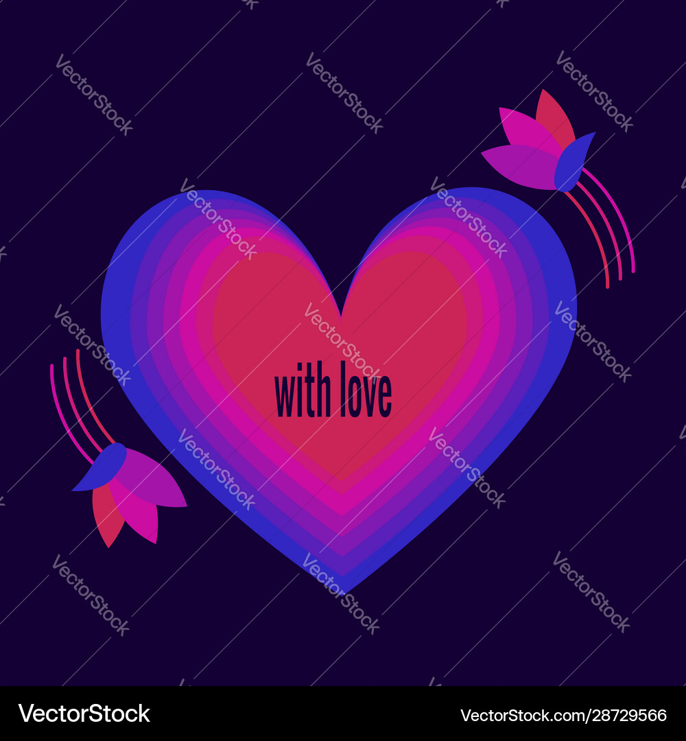 Greeting card with romantic text - with love Vector Image