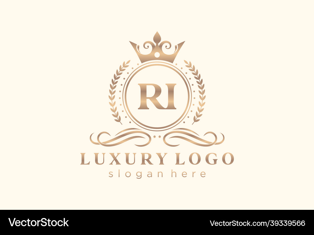 Initial ri letter royal luxury logo template Vector Image