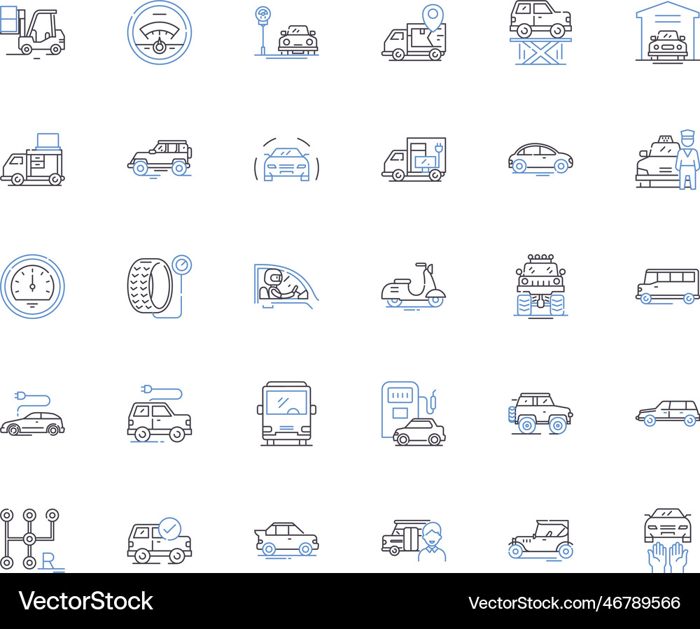 Planes line icons collection aviation takeoff Vector Image