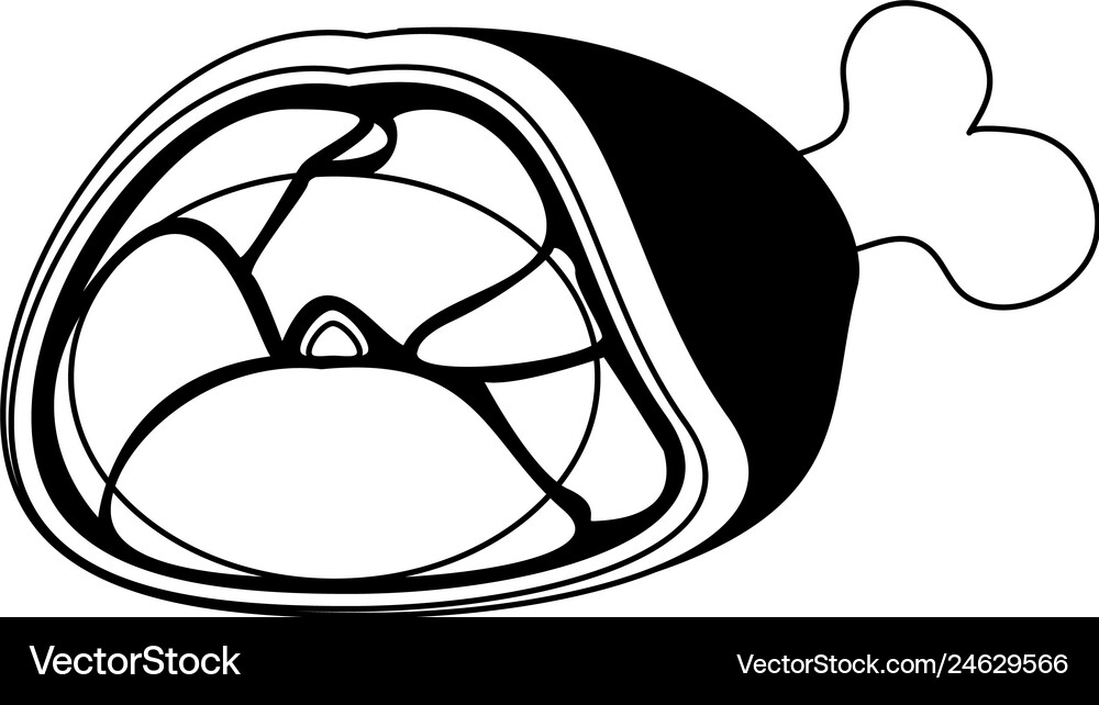 Pork ham isolated in black and white Royalty Free Vector