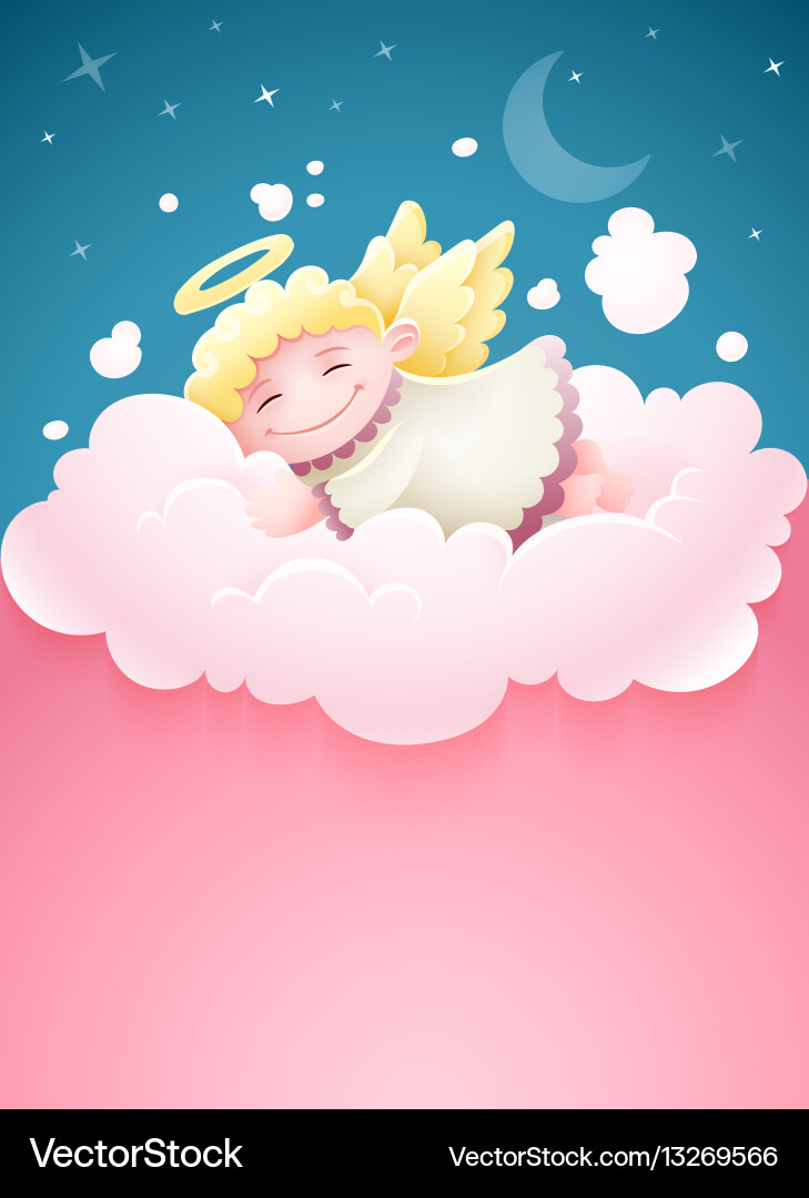 Pretty angel basleeping Royalty Free Vector Image