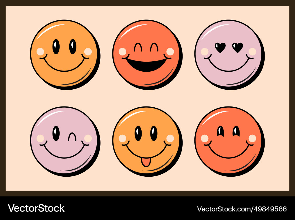 Retro smiley emoji isolated on white background Vector Image