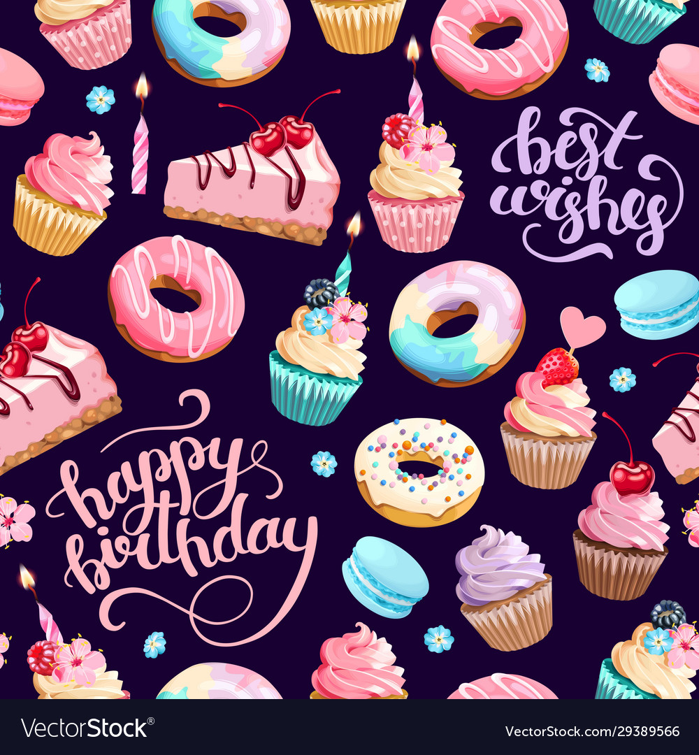 Seamless pattern with cupcakes and donuts Vector Image