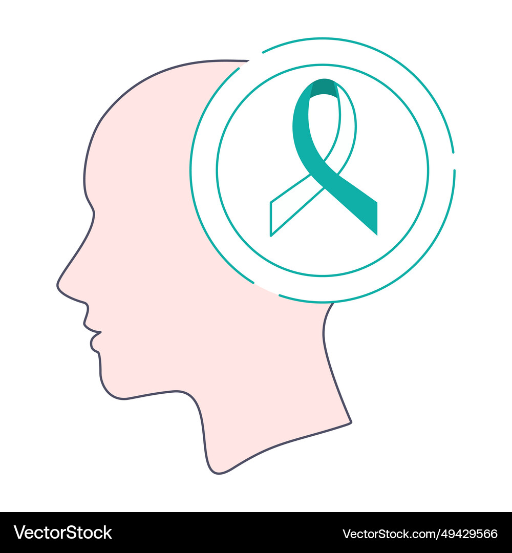 Teal and white awareness ribbon icon Royalty Free Vector