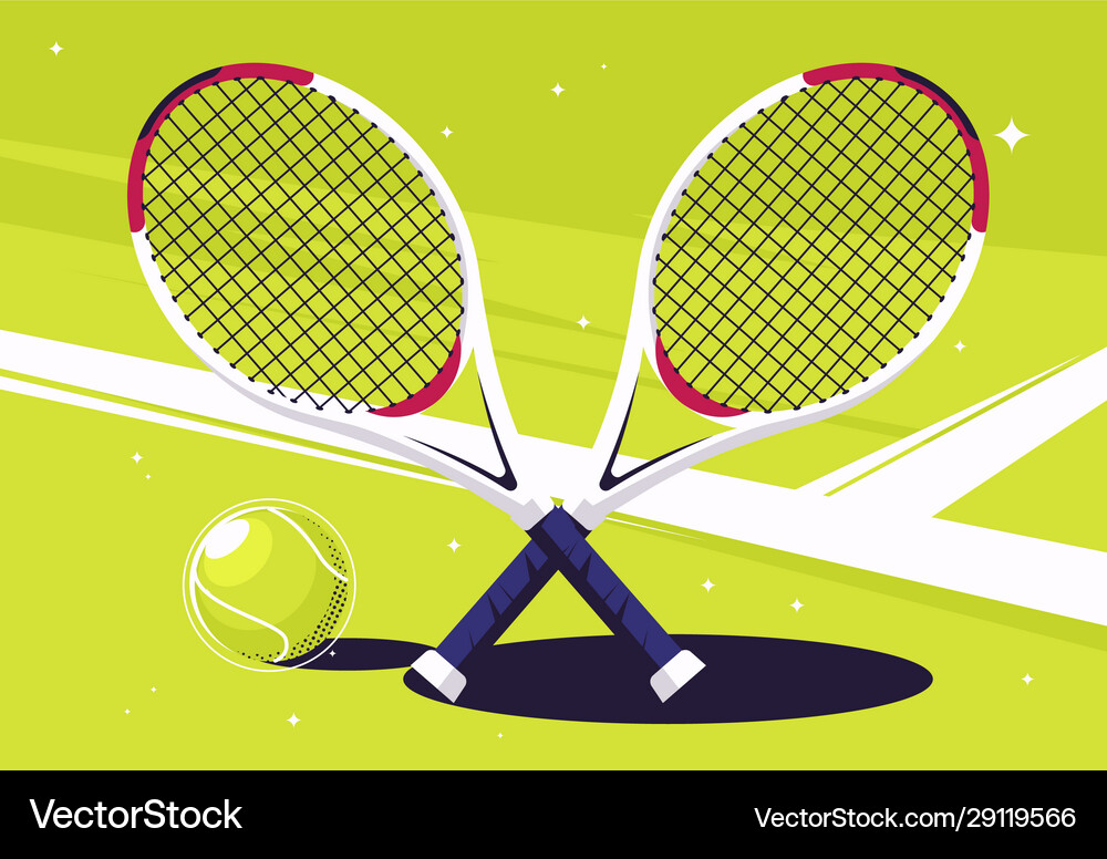 Tennis rackets with a ball Royalty Free Vector Image