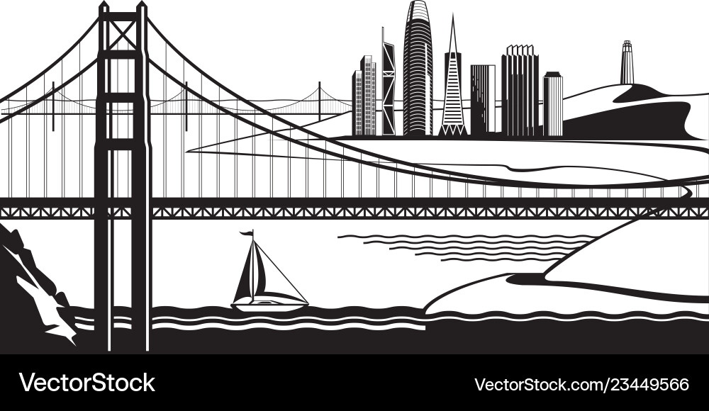 View san francisco from golden gate bridge Vector Image