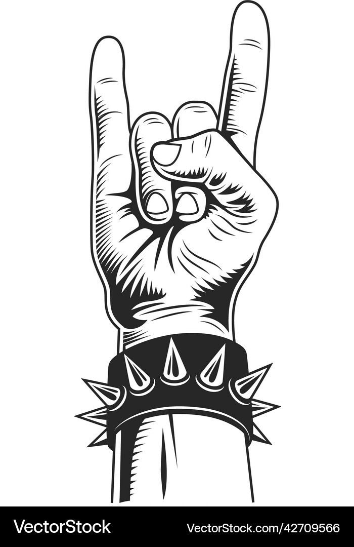 Vintage monochrome rock gesture concept Royalty Free Vector