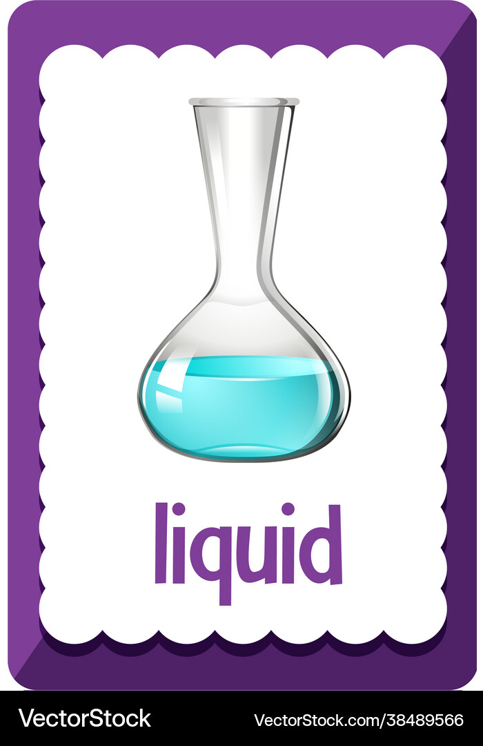 Vocabulary flashcard with word liquid Royalty Free Vector