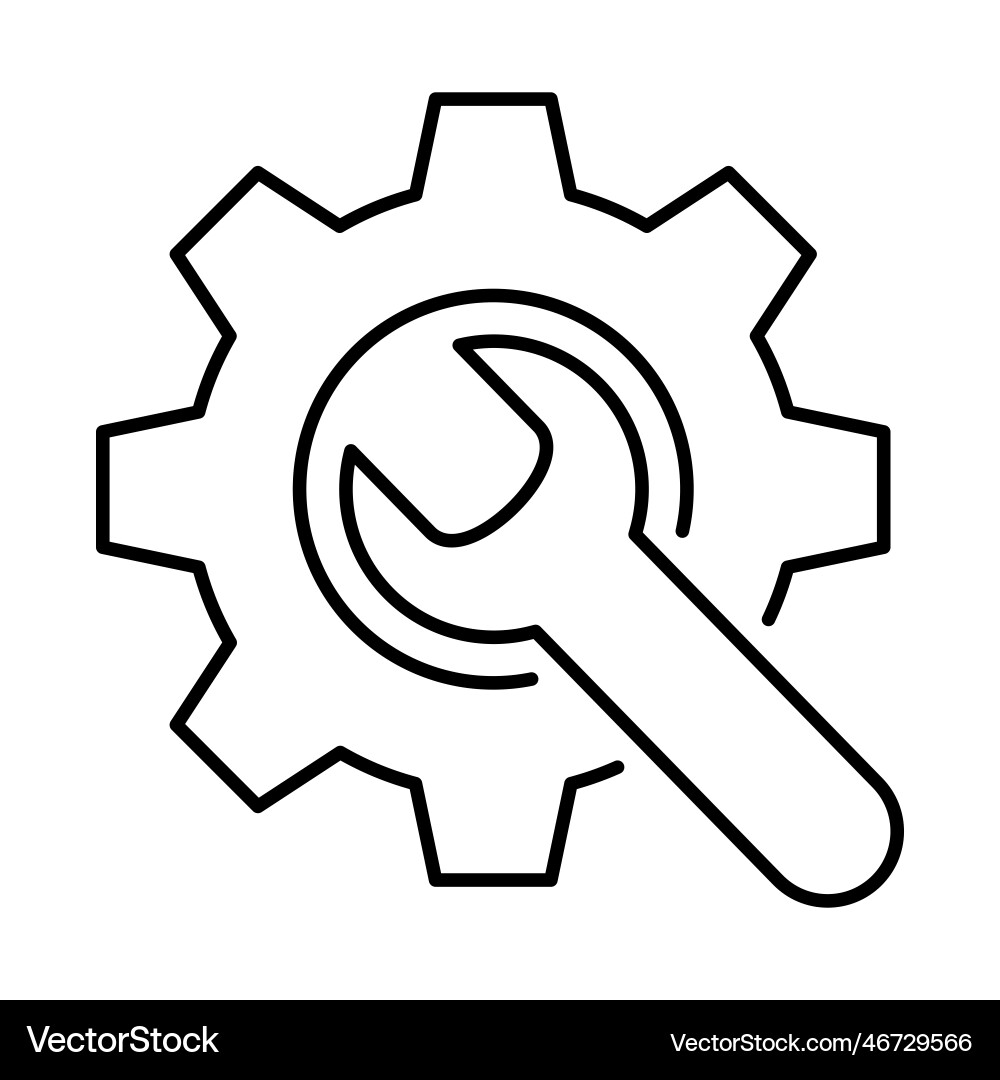 Wrench and gear line icon Royalty Free Vector Image