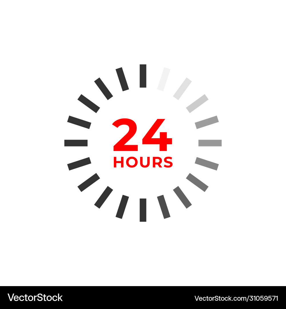 24h color icon and time concept Royalty Free Vector Image