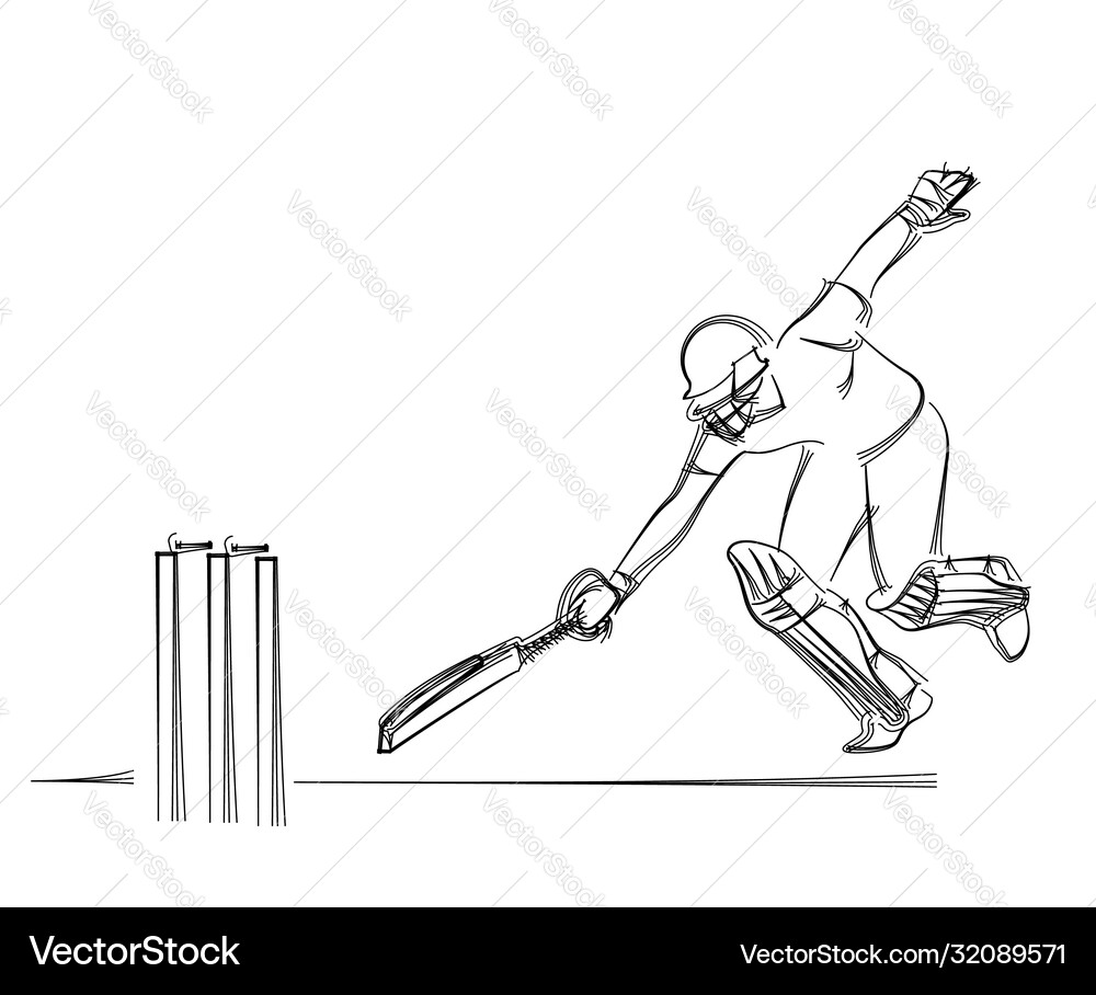 Concept batsman run out - cricket championship Vector Image