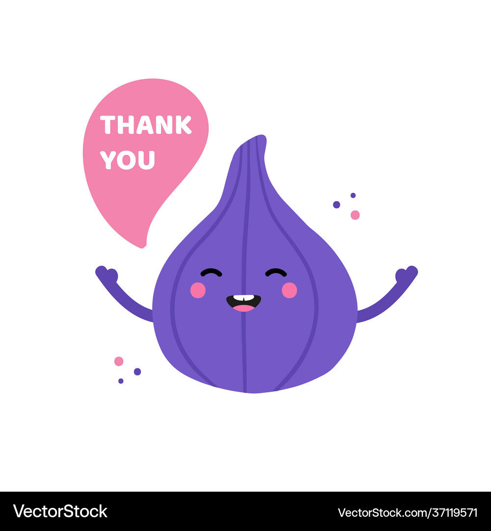 Fig fruit character saying thank you Royalty Free Vector