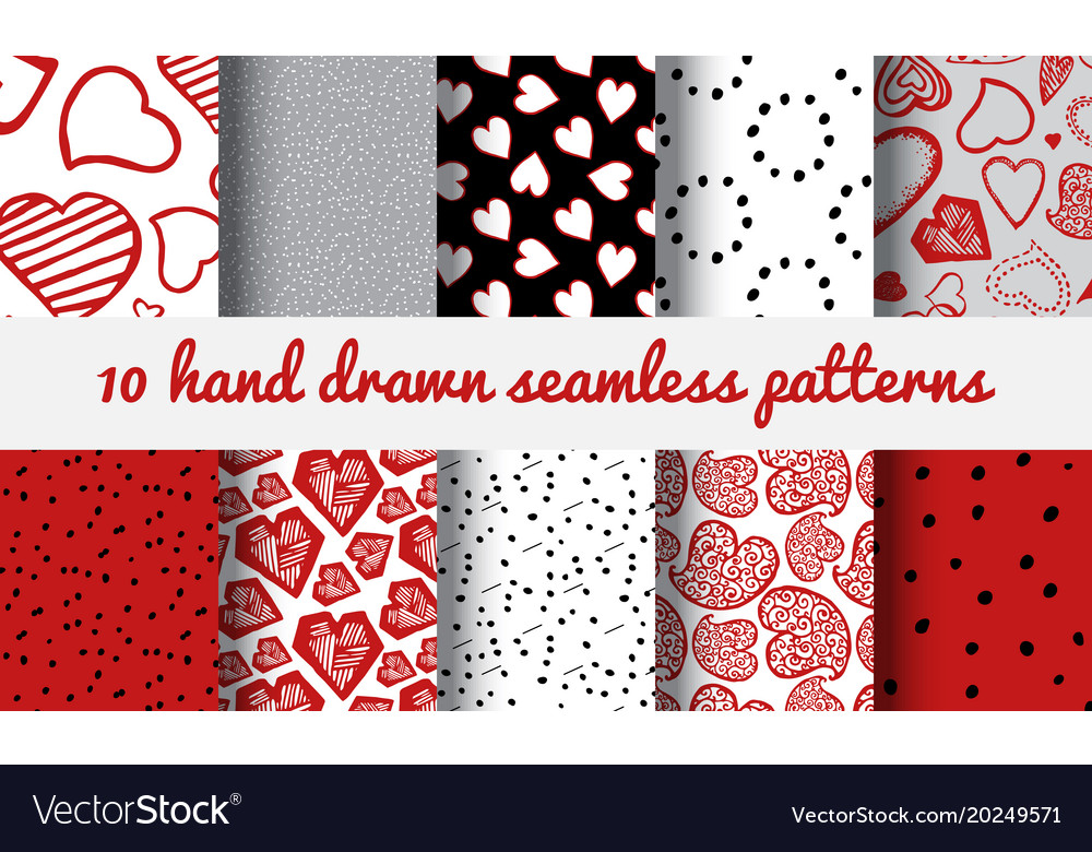 Hand drawn heart seamless pattern Royalty Free Vector Image