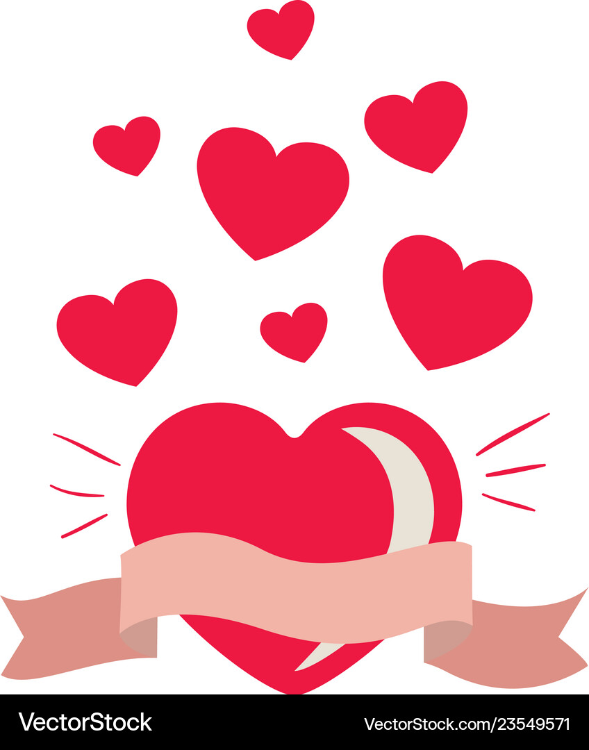Heart with ribbon isolated icon Royalty Free Vector Image