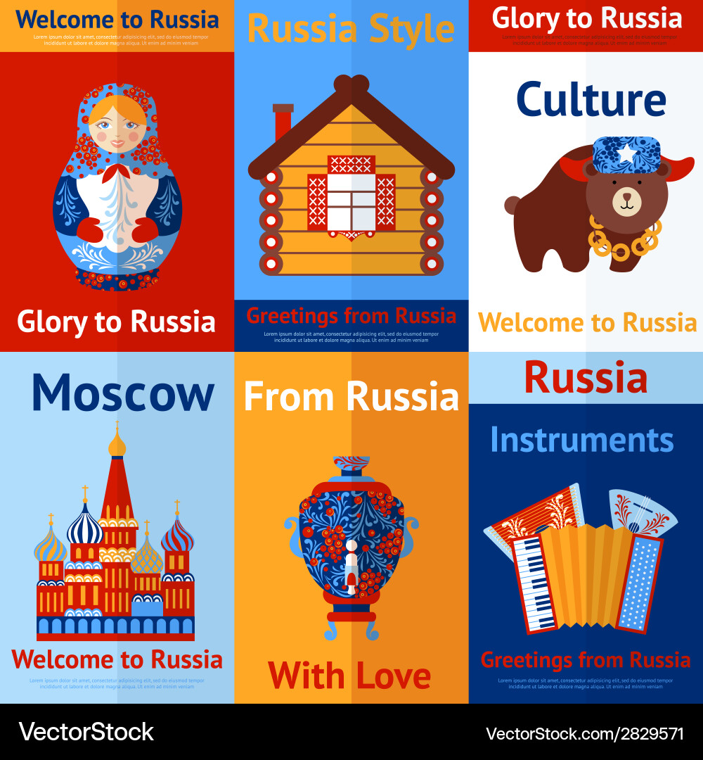 Russia travel retro poster Royalty Free Vector Image