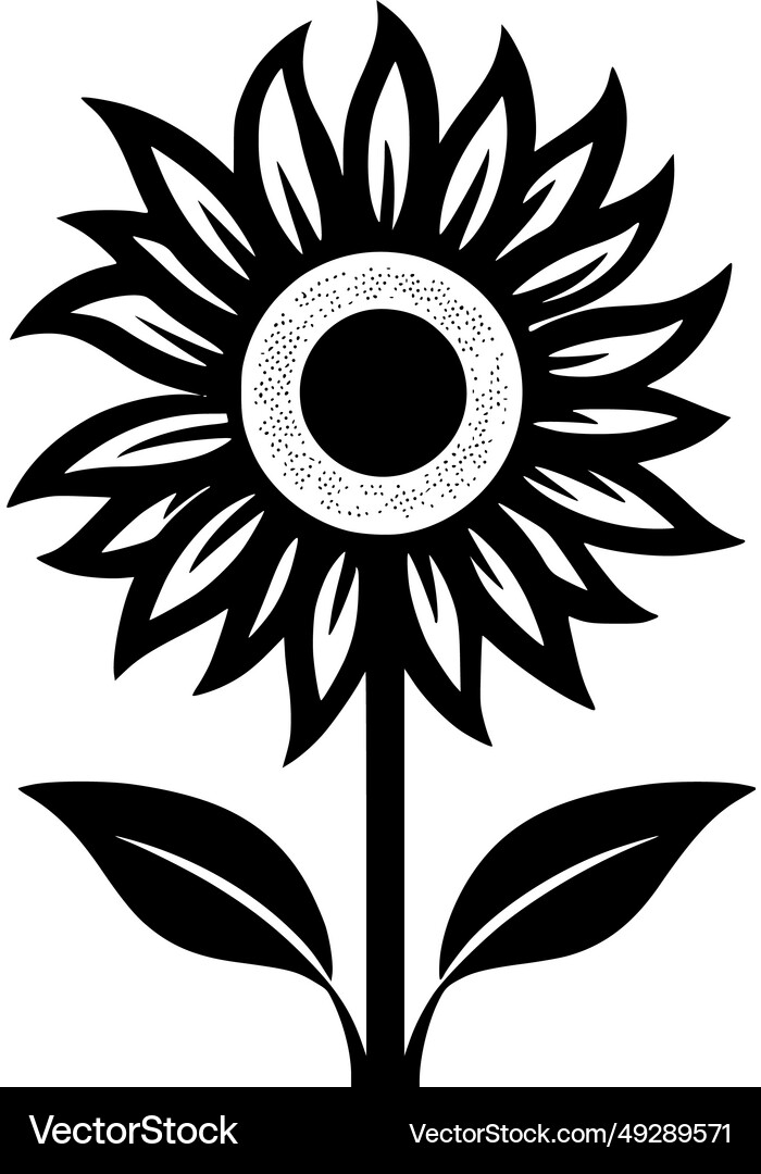 Sunflower - black and white isolated icon Vector Image